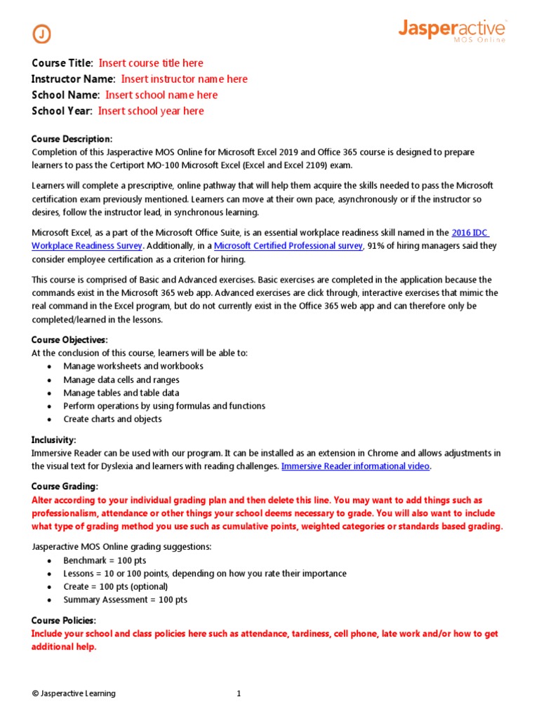 Excel Online Syllabus | Download Free PDF | Microsoft Excel | Function (Mathematics)