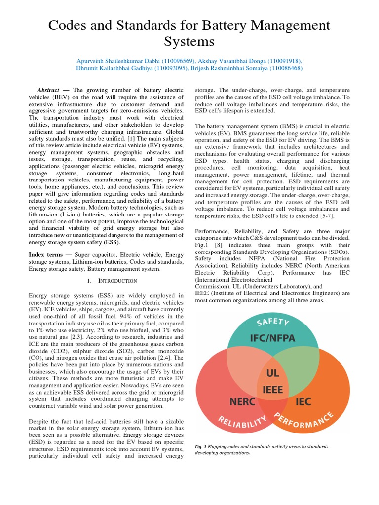 Codes and Standards For Battery Management Systems | PDF | Rechargeable ...