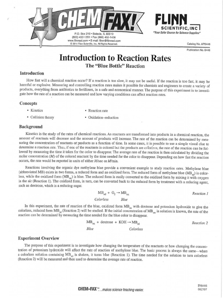 Make Up Reaction Rates Lab - Blue Bottle | PDF Make Up Reaction Rates Lab - Blue Bottle | PDF