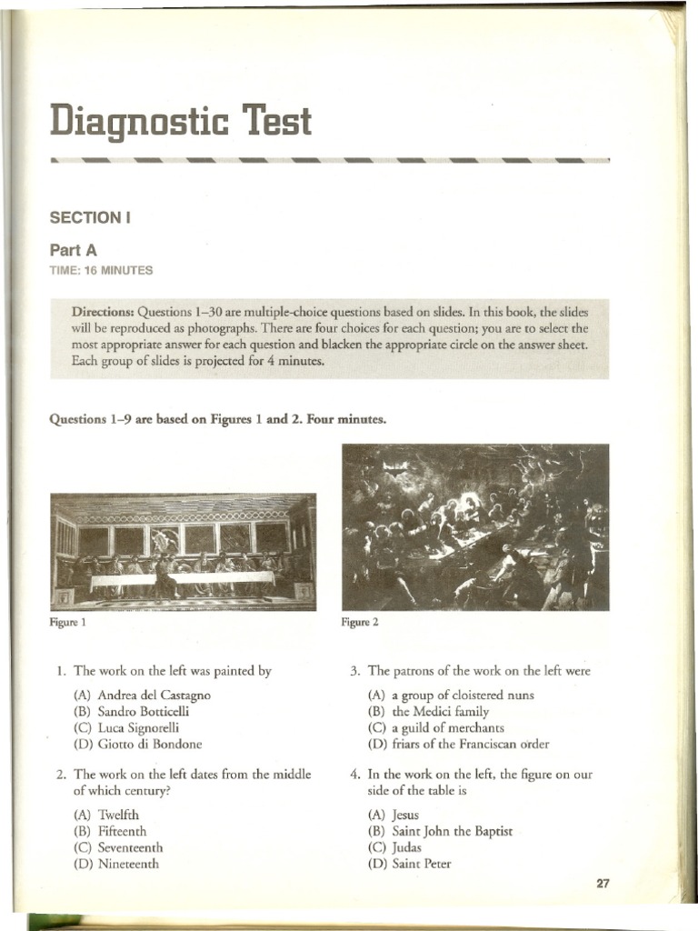 Diagnostic Test APAH Section 1 Part A | PDF | Paintings | Western Art
