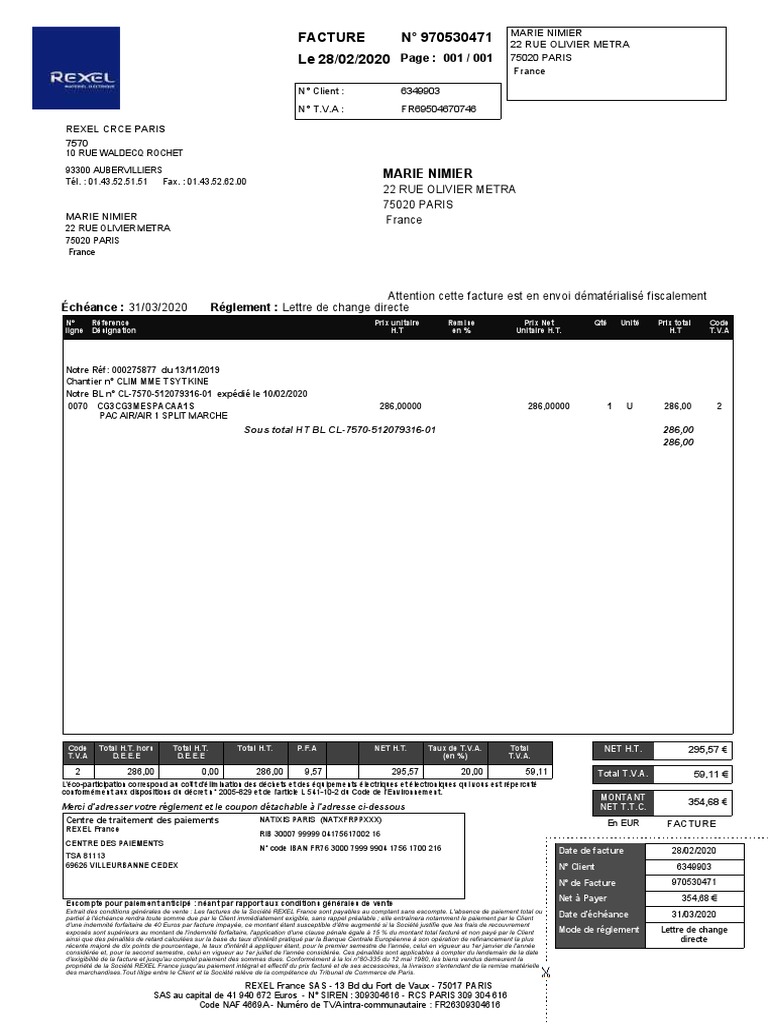 Facture Rexel | PDF | Facture | Taxe sur la valeur ajoutée