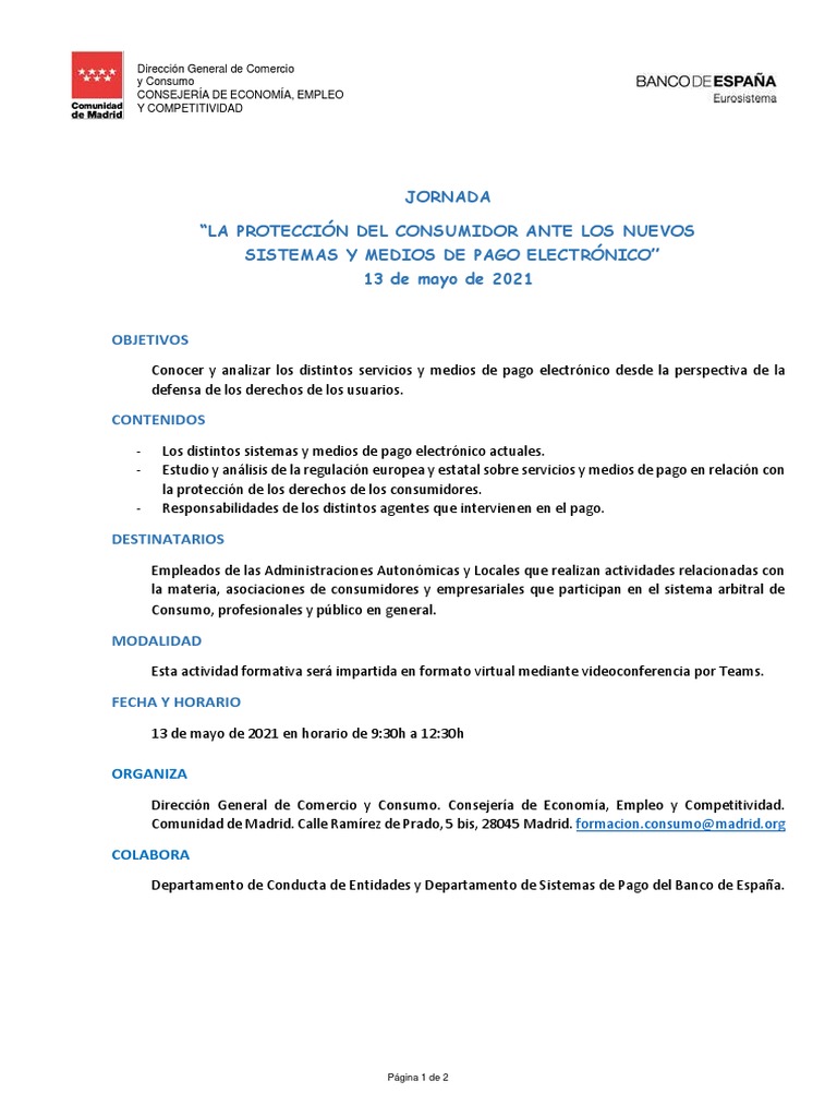 Programa Jornada Sistemas y Medios de Pago | PDF | Los consumidores | Protección al Consumidor