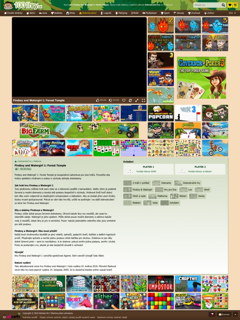 Fireboy and Watergirl 1 - Forest Temple - Dobrodružné Hry - 1001 Hry | PDF