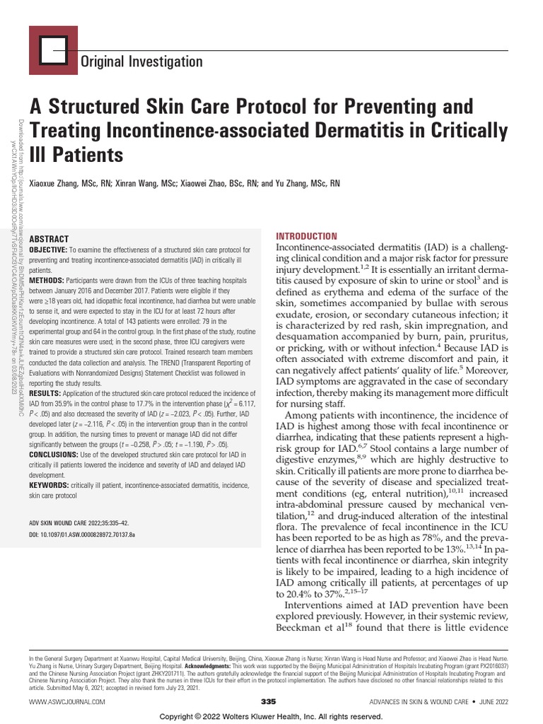 A Structured Skin Care Protocol For Preventing and Treating ...