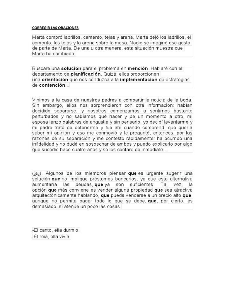 Corregir Las Oraciones | PDF
