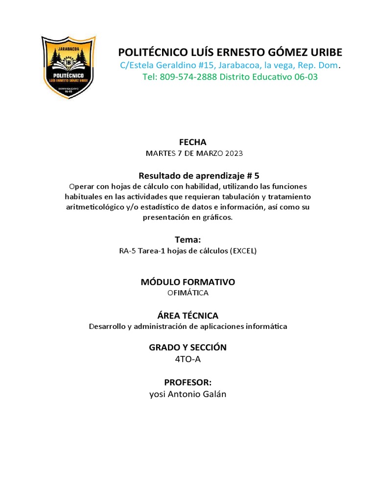 Duanny Duran Presentacion | PDF | Microsoft Excel | Hoja de cálculo