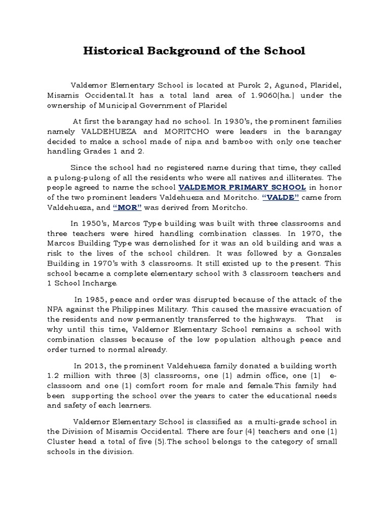 Historical Background of The School | PDF