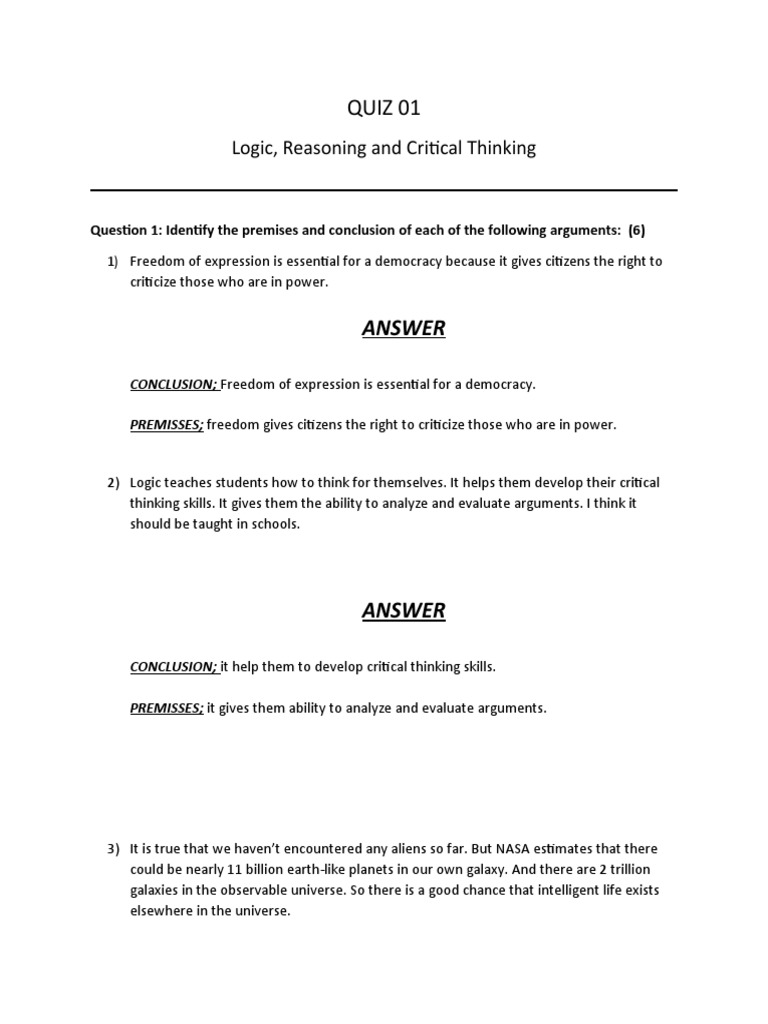 Quiz 1 Philosophy | PDF