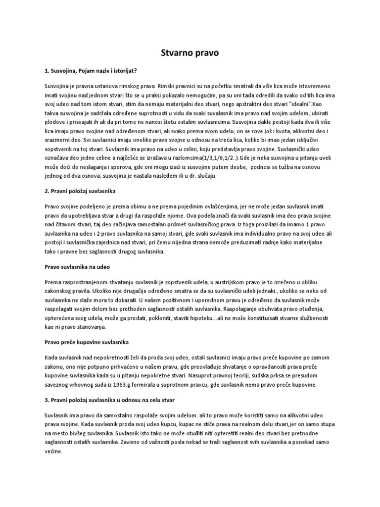 Kolokvijum 2 Stvarno Pravo | PDF