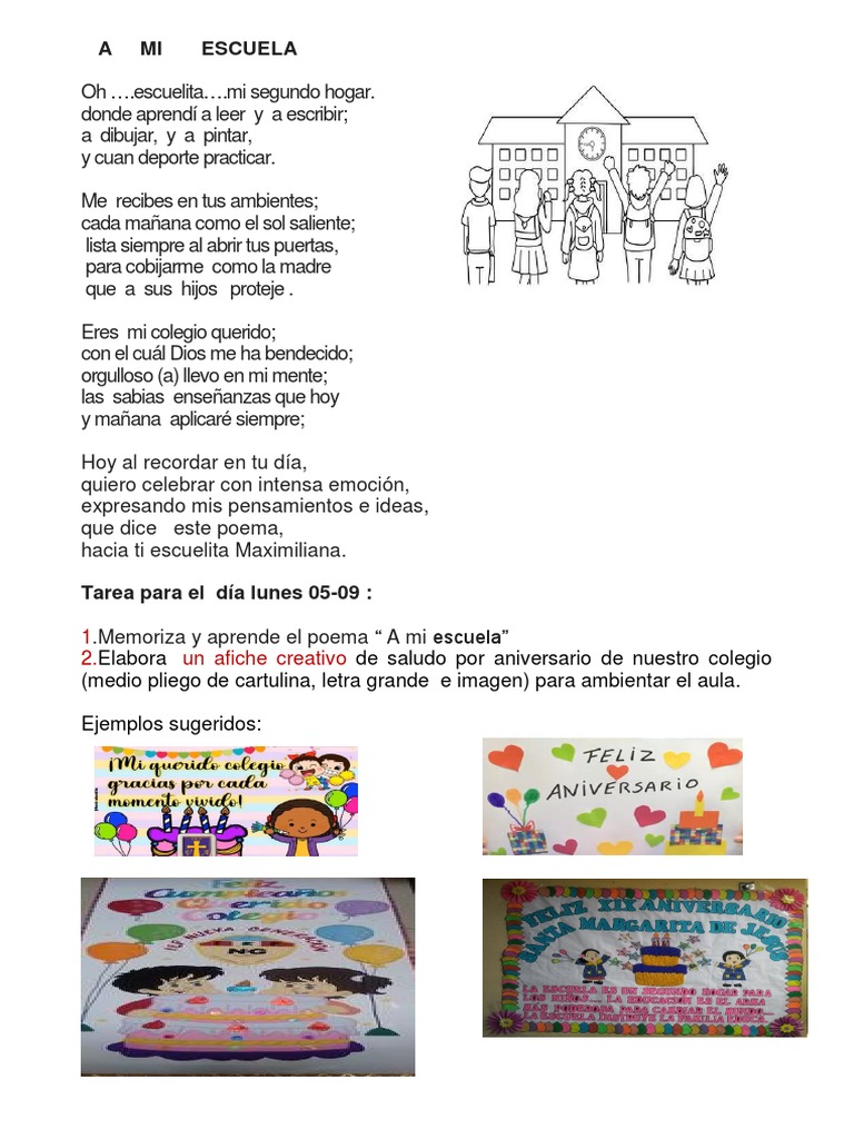 Poema a mi escuelita querida | PDF | Hogar, jardinería y bricolaje | Poesía