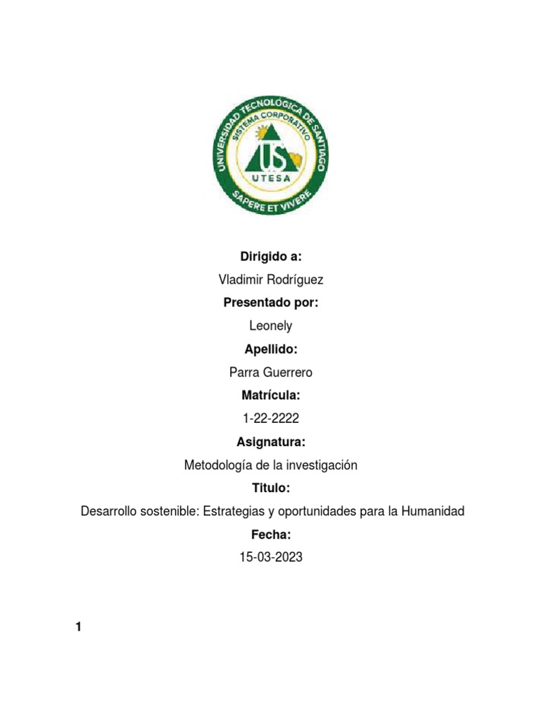 Dirigido A:: Vladimir Rodríguez | PDF | Desarrollo sostenible ...