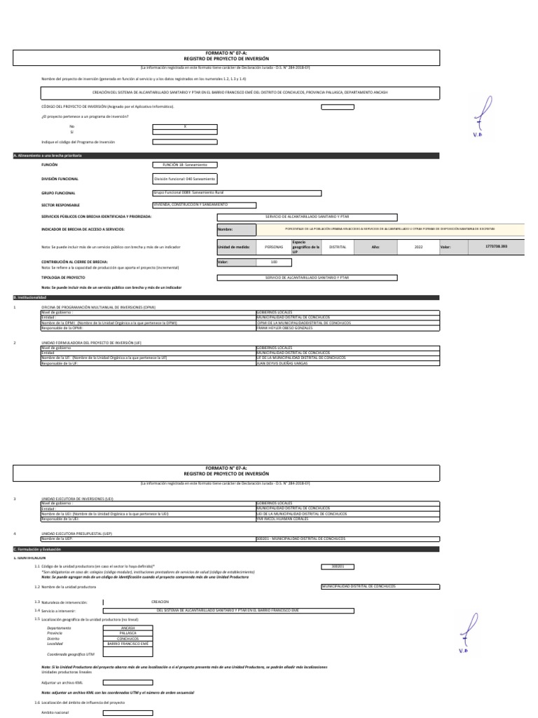 FORMATO 7A - Saneamiento | PDF | Infraestructura | Alcantarillado