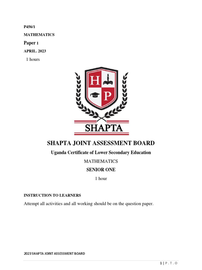 Shapta Joint Assessment Board: Paper | PDF