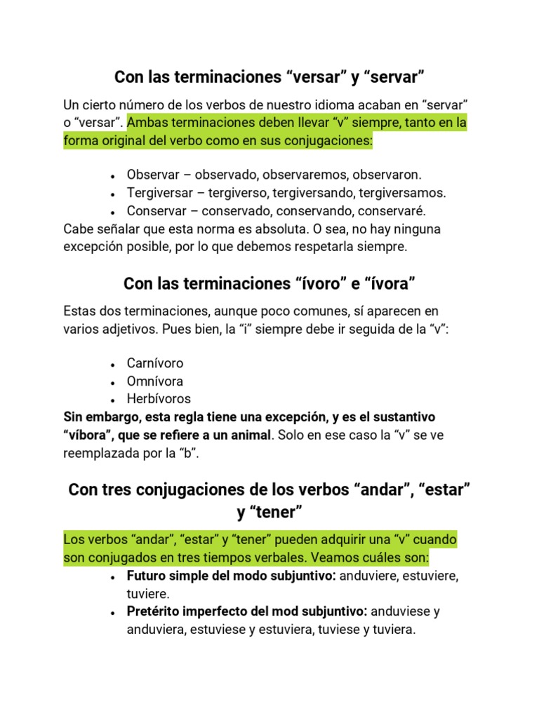 Con Las Terminaciones "Versar" y "Servar" | PDF | Verbo | Lingüística