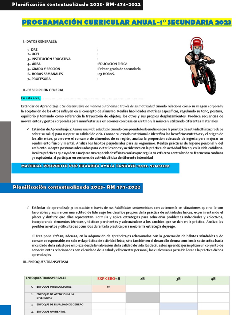 1°-Formto-Pca-Secundaria - 20233 | PDF | Aprendizaje | Cognición