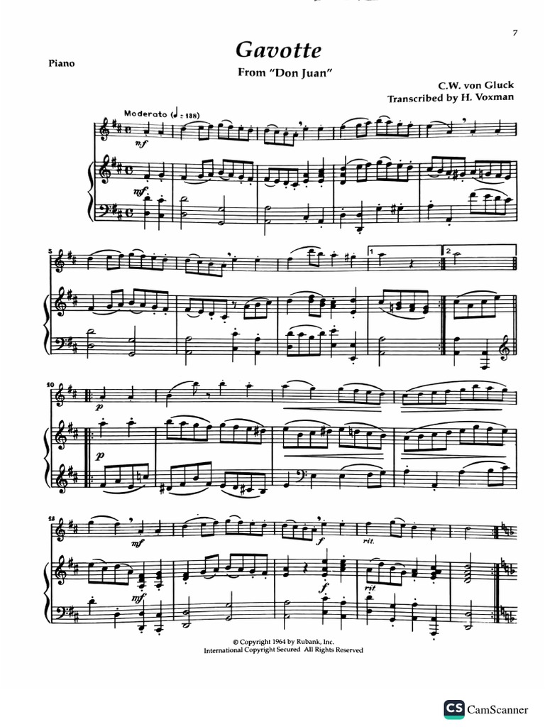 Gavotte, Flute, Voxman, piano part | PDF