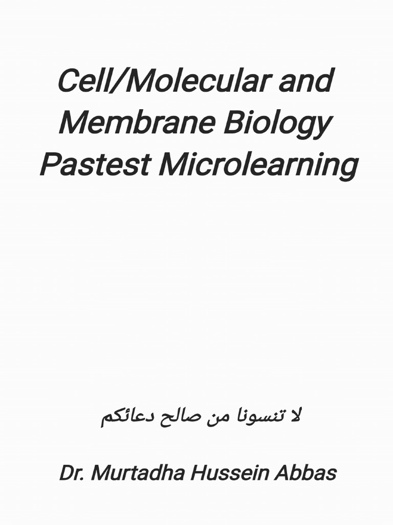 Cell Molecular and Membrane Biology Pastest Microlearning | PDF