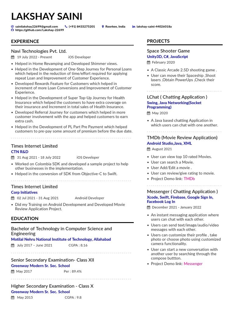 Lakshay Saini - iOS Developer Portfolio | PDF | Android (Operating System) | Computing