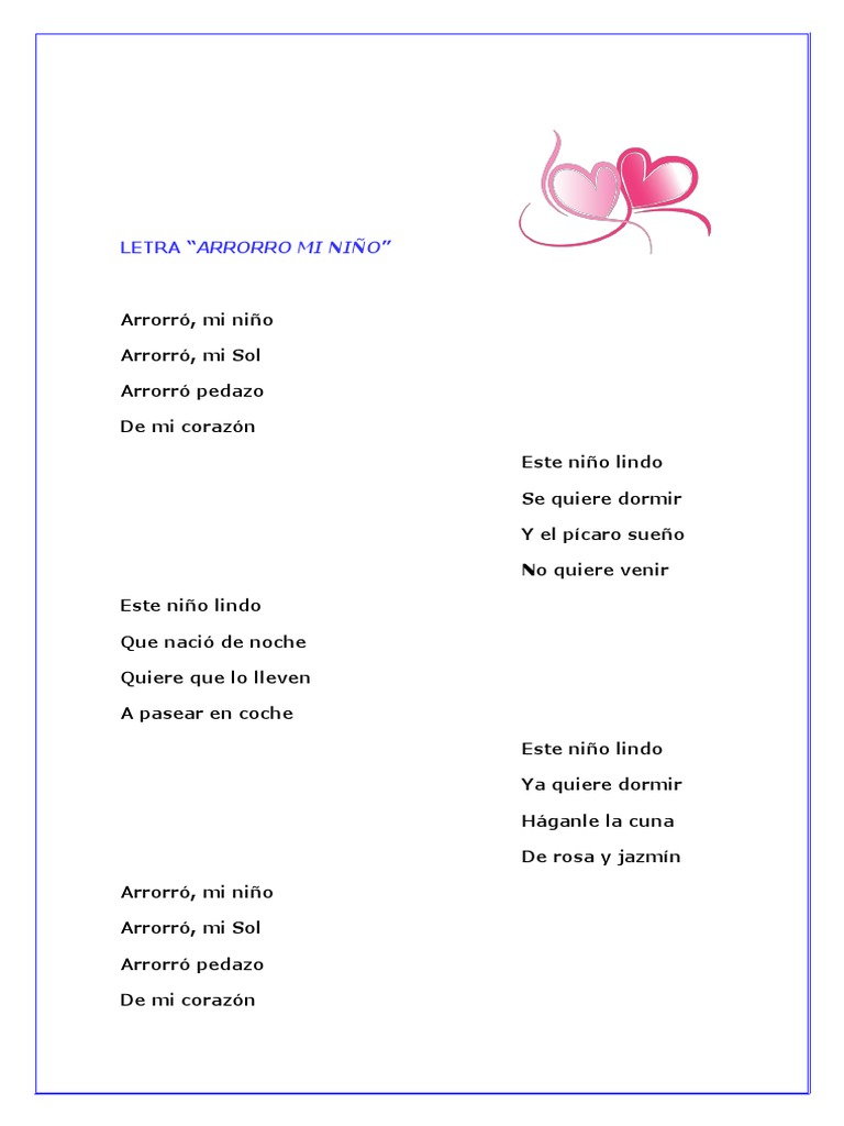 Letra Arrorro Mi Nino | PDF