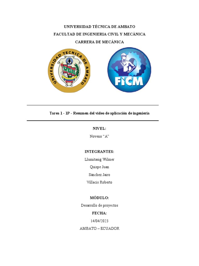 Tarea 1 - 1P - Resumen Del Video de Aplicación de Ingeniería | PDF
