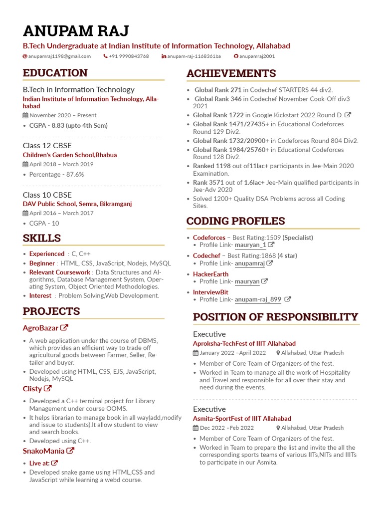 Anupam Raj Resume | PDF | Computing | Software Engineering
