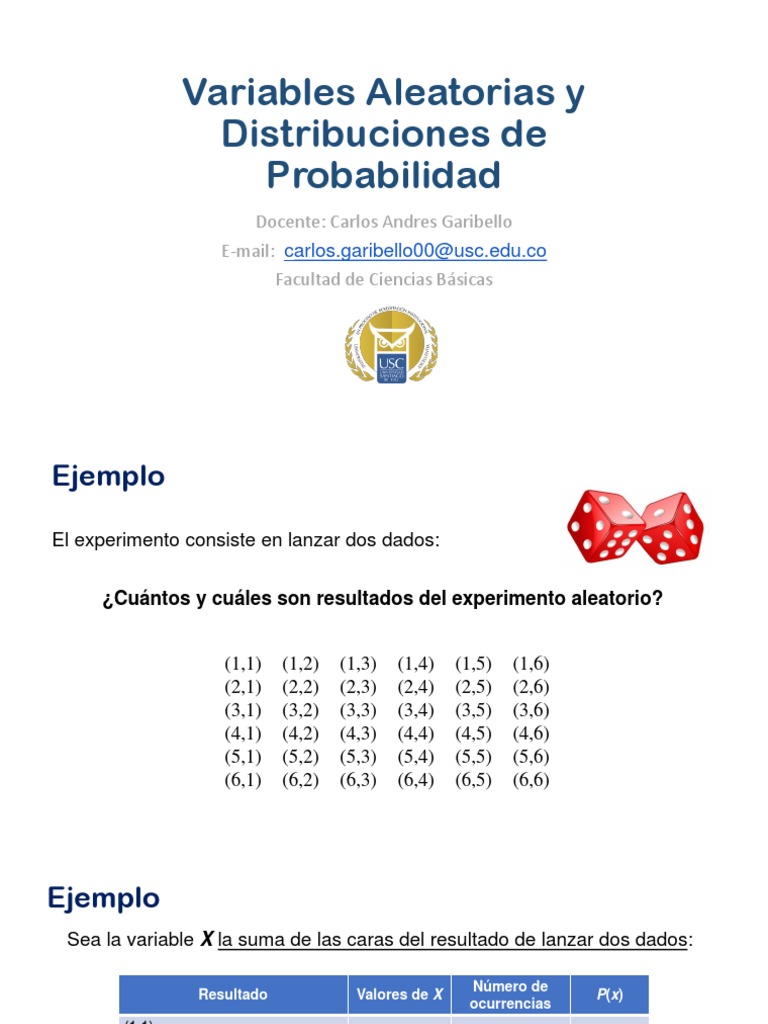 Variables Aleatorias y Distribuciones de Probabilidad 20220922 | PDF | Variable aleatoria ...