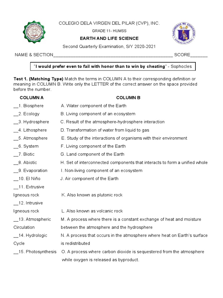 Earth and Life Science General Quiz | PDF | Rock (Geology) | Igneous Rock