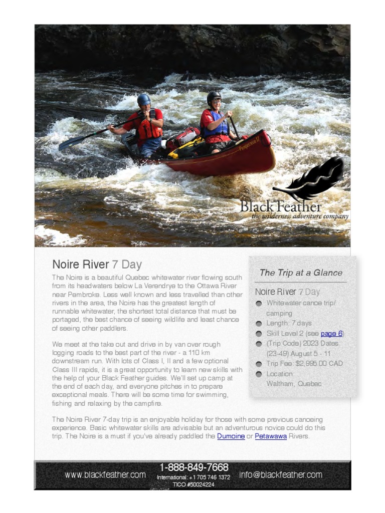 Noire River 7-Day Canoe Adventure | PDF | Meal | Foods