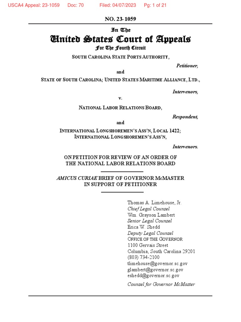 2023-04-07 70 Gov. McMaster Amicus Brief | PDF | Port | United States ...