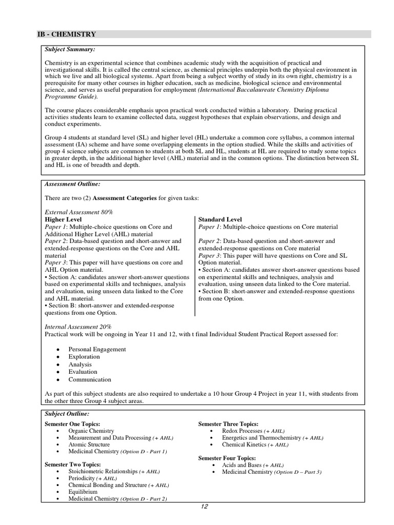 Chemistry IBDP | PDF | Science
