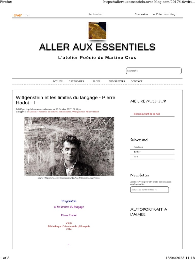 Wittgenstein Et Les Limites Du Langage - Pierre Hadot - I - Aller Aux ...
