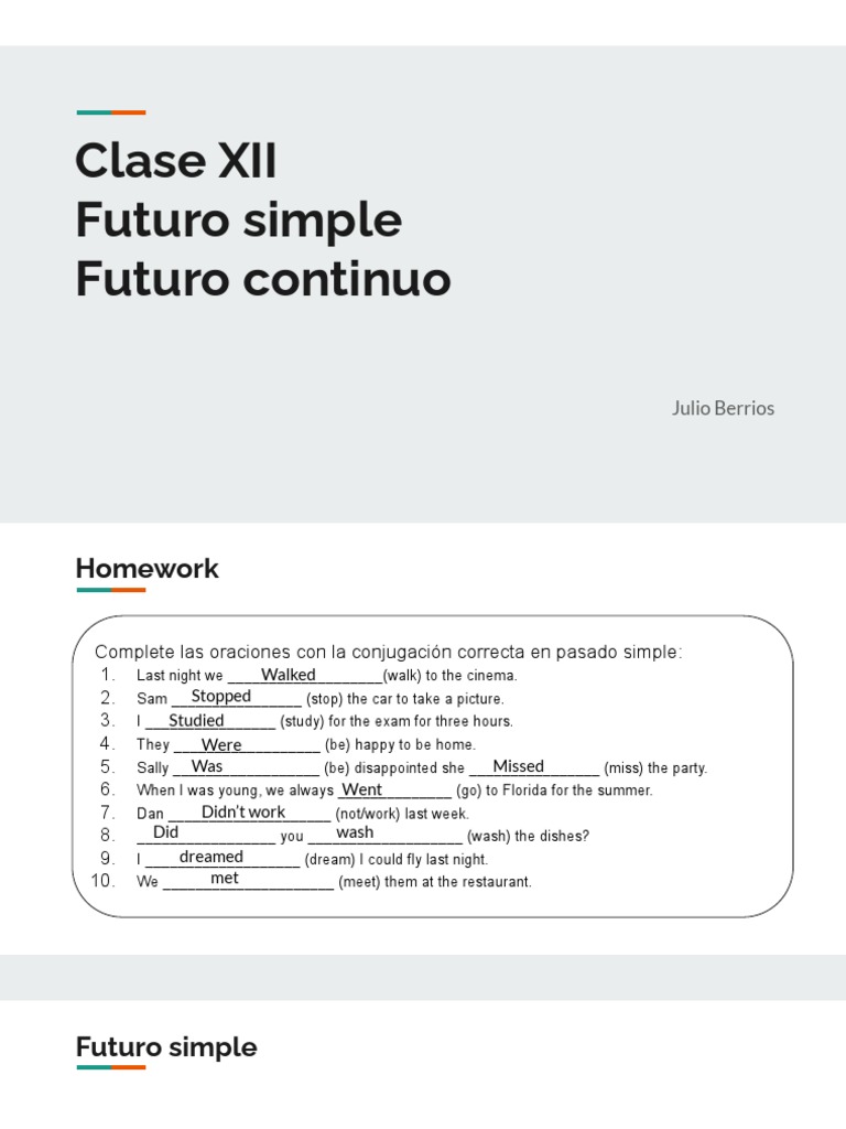 Clase XII Futuro Simple Futuro Continuo | PDF