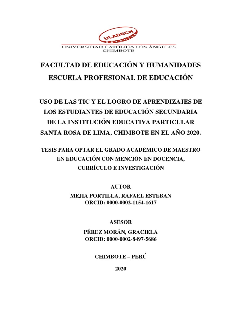 Tecnologia de Informacion y Comunicacion Logro de Aprendizaje Mejia Portilla Rafael Esteban ...
