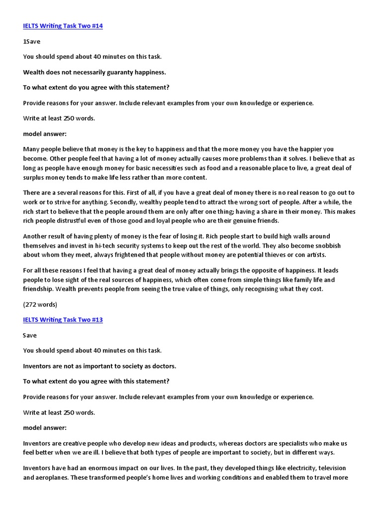 Wealth vs. Happiness in IELTS Writing | PDF | Adolescence | Happiness