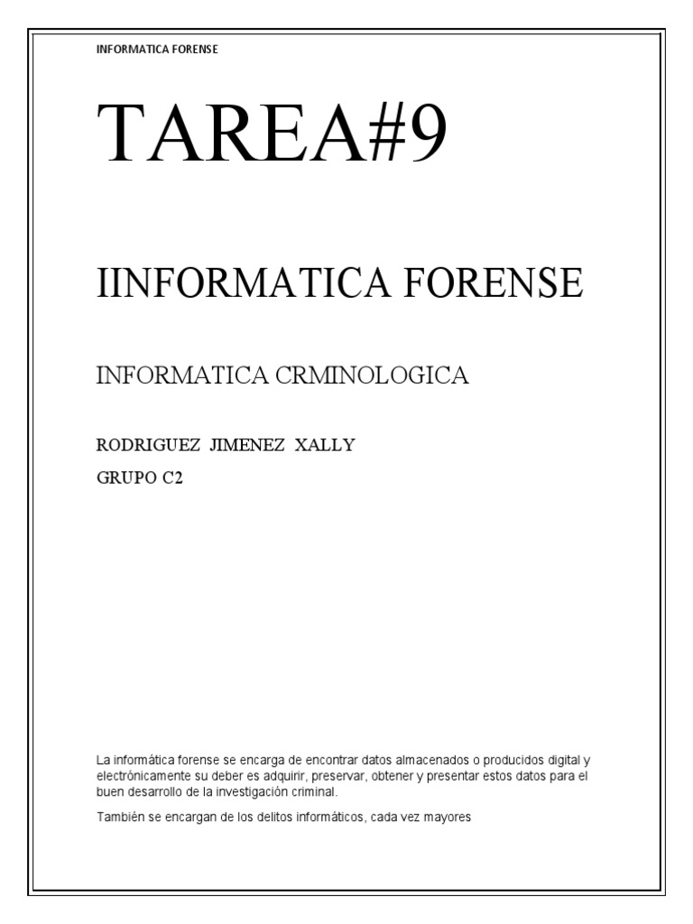 Tarea#9 Informatica Criminologica C2 | PDF | Informática forense | Informática