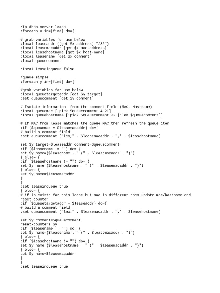 SCRIPT DHCP Server Queue | PDF | Computer Engineering | Computing