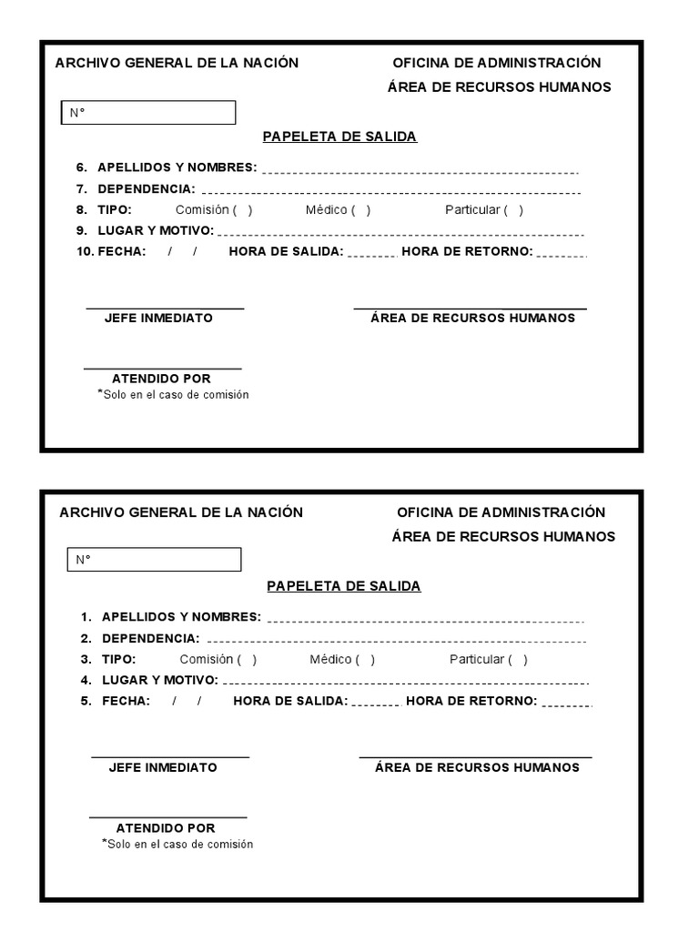 Papeleta de Salida | PDF