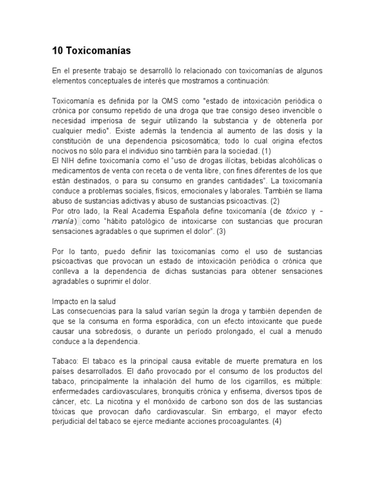 Impacto de las Toxicomanías en la Salud | PDF | La dependencia de ...