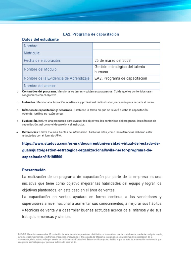 EA2 - Programa de Capacitación | PDF | Conocimiento | Información