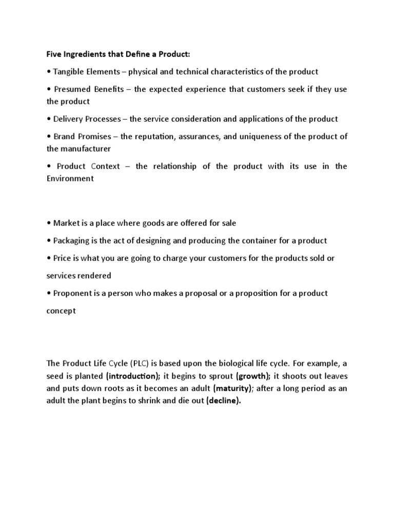 Five Key Elements of Product Definition and the Stages of the Product ...