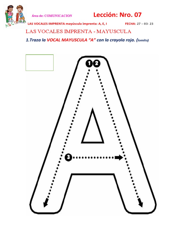 Leccion - LAS VOCALES MAYUSCULA A, E, I | PDF
