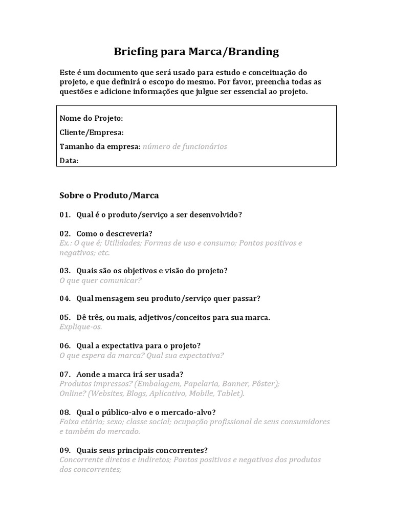 Modelo de Briefing | PDF