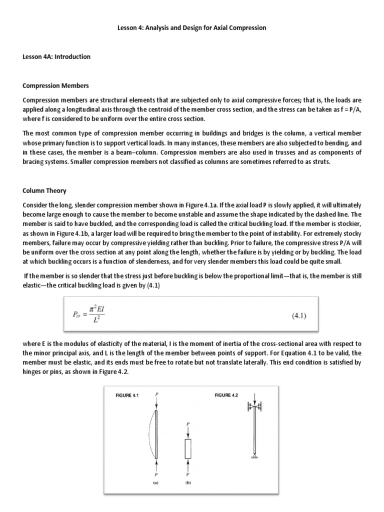 Ce 304 Lesson 4a | PDF | Buckling | Stress (Mechanics)