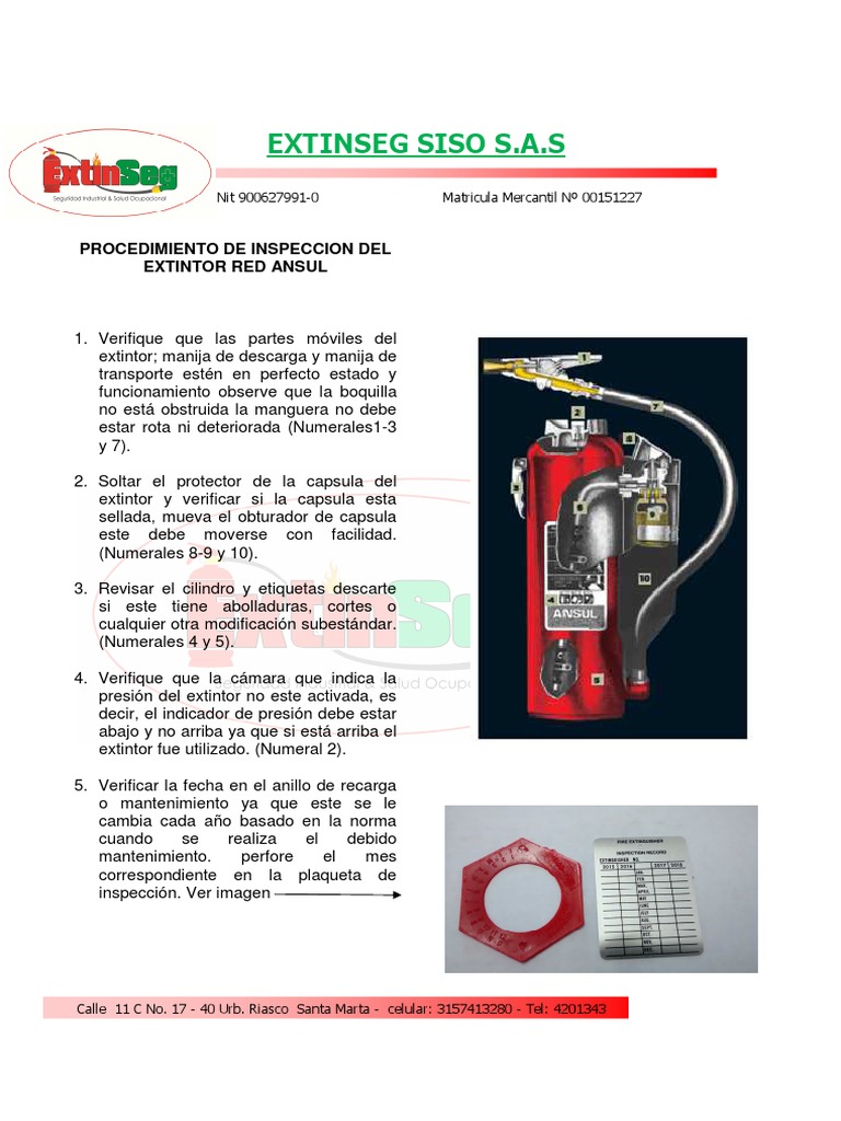 Procedimiento de Inspeccion de Extintores RL | PDF Procedimiento de Inspeccion de Extintores RL | PDF