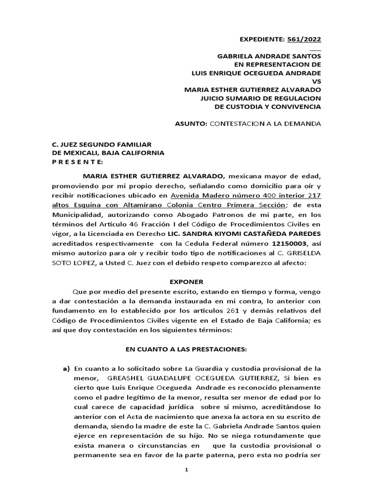 CONTESTACION | PDF | Demanda judicial | Ley procesal