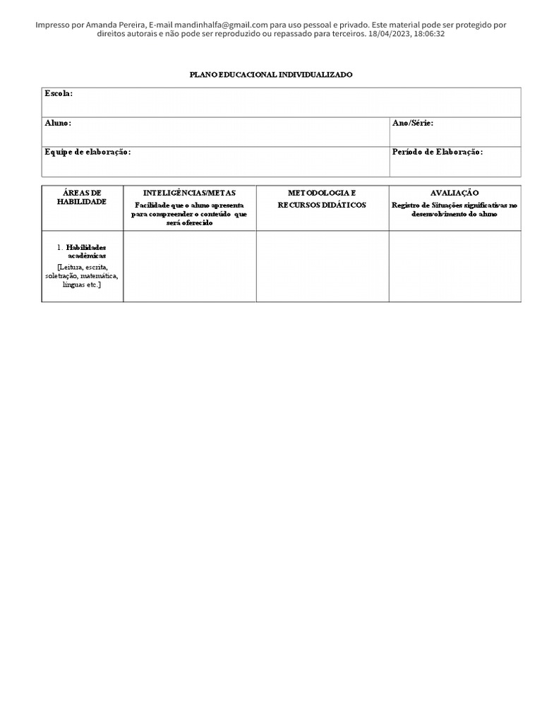 Modelo 3 PEI | PDF | Carreira e Crescimento | Autoajuda