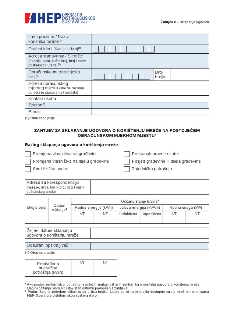 06 Zahtjev Sklapanje Ugovora | PDF