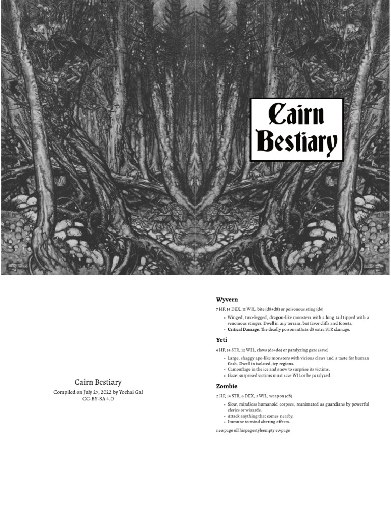 Cairn Bestiary A5 Booklet | PDF | Werewolves | Spider