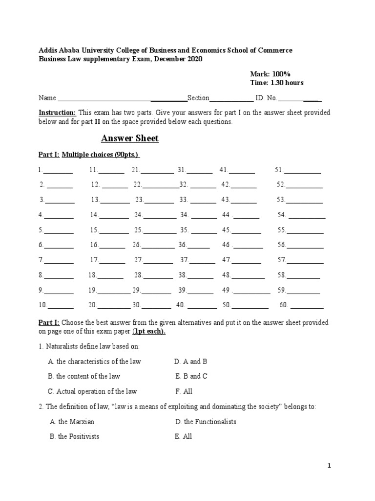 Sample Exam of Business Law 2021 | PDF | Guarantee | Surety