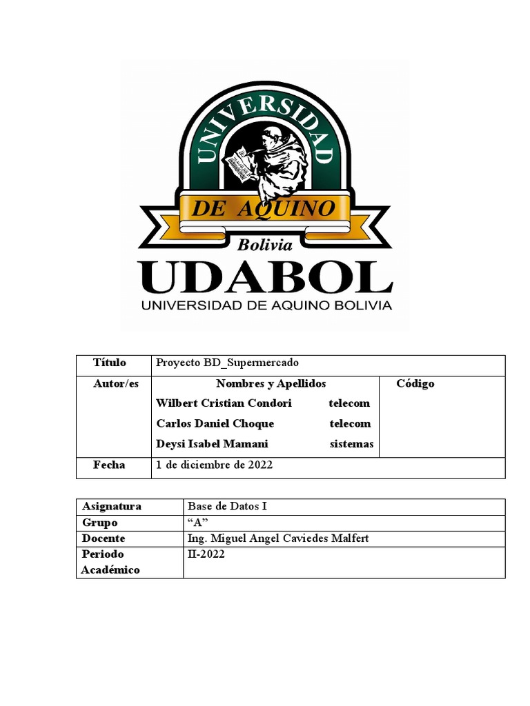 Informe BD Supermercado | PDF | Bases de datos | Servidor SQL de Microsoft